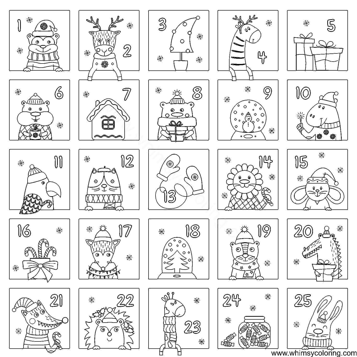 25 Free Christmas Advent Coloring Pages To Print - Whimsy Coloring