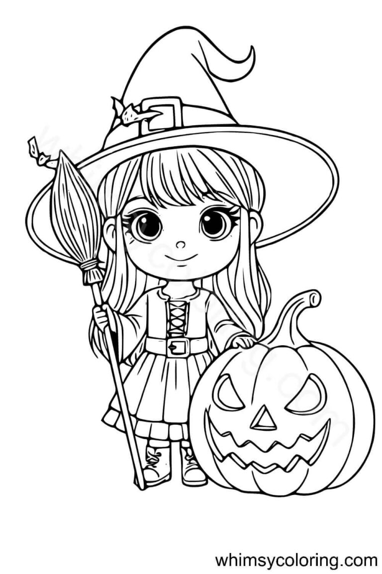 32 Cute Halloween Coloring Pages For Kids - Whimsy Coloring