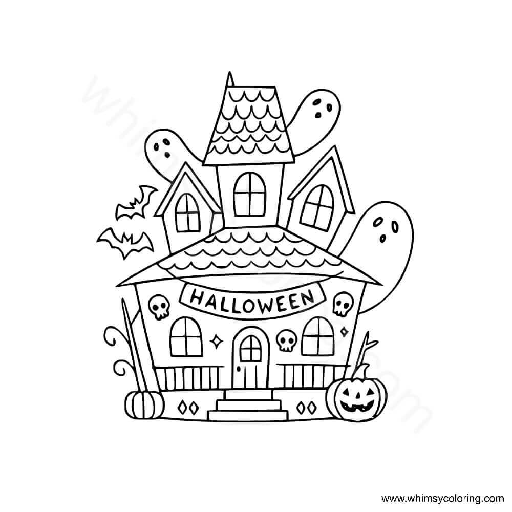 30 Free Haunted House Coloring Pages - Whimsy Coloring