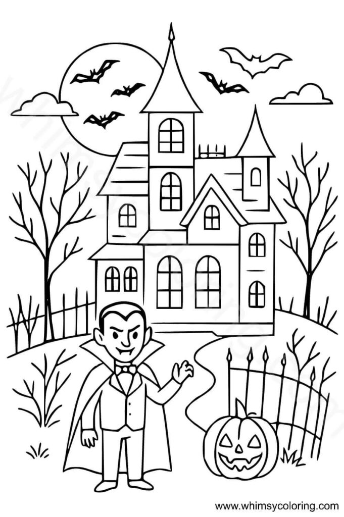 30 Free Haunted House Coloring Pages - Whimsy Coloring