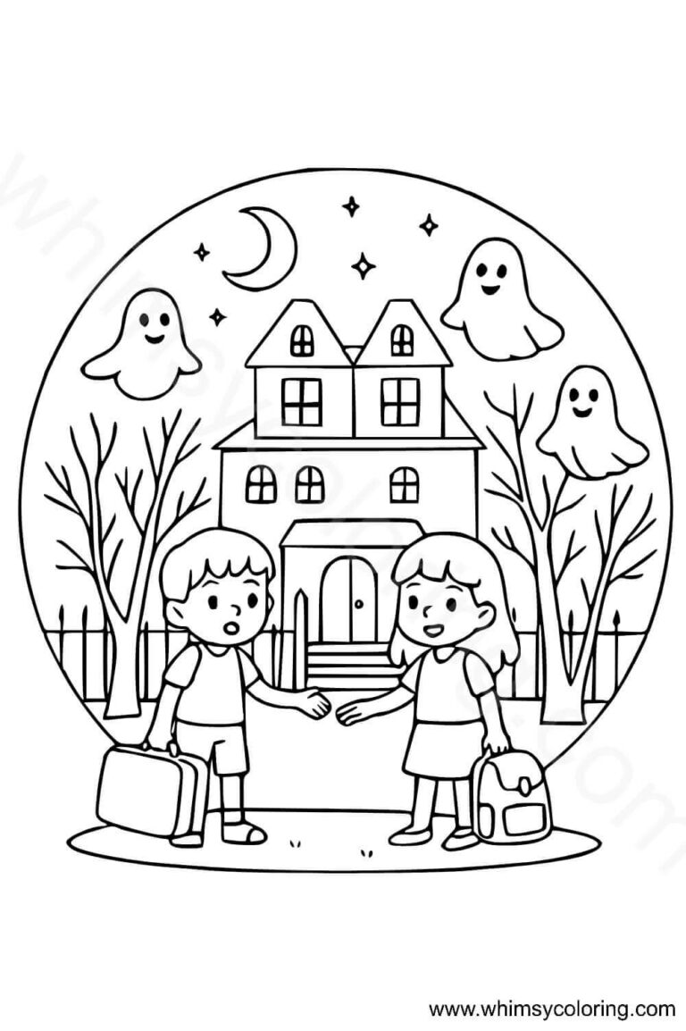 30 Free Haunted House Coloring Pages - Whimsy Coloring