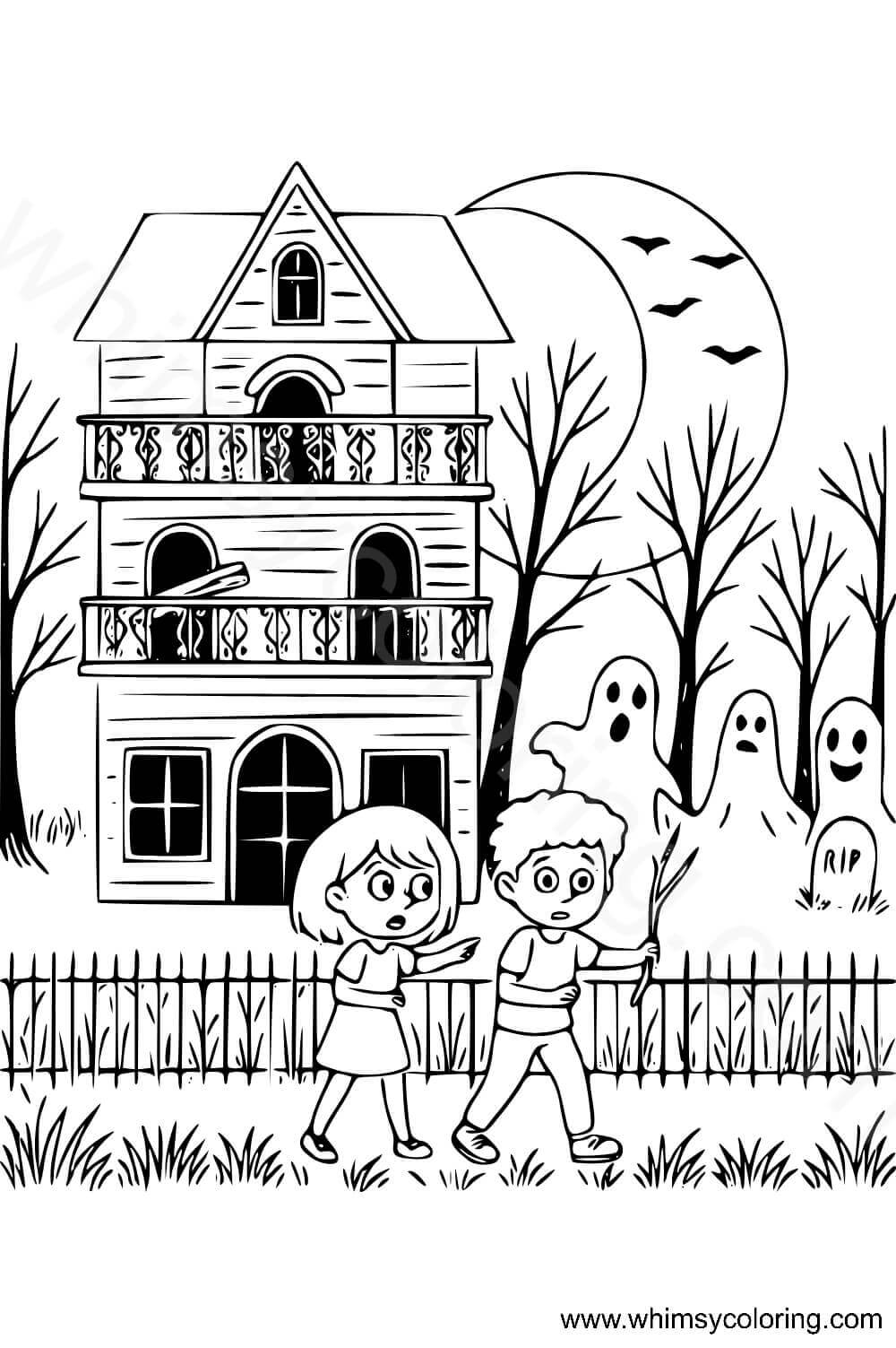 30 Free Haunted House Coloring Pages - Whimsy Coloring