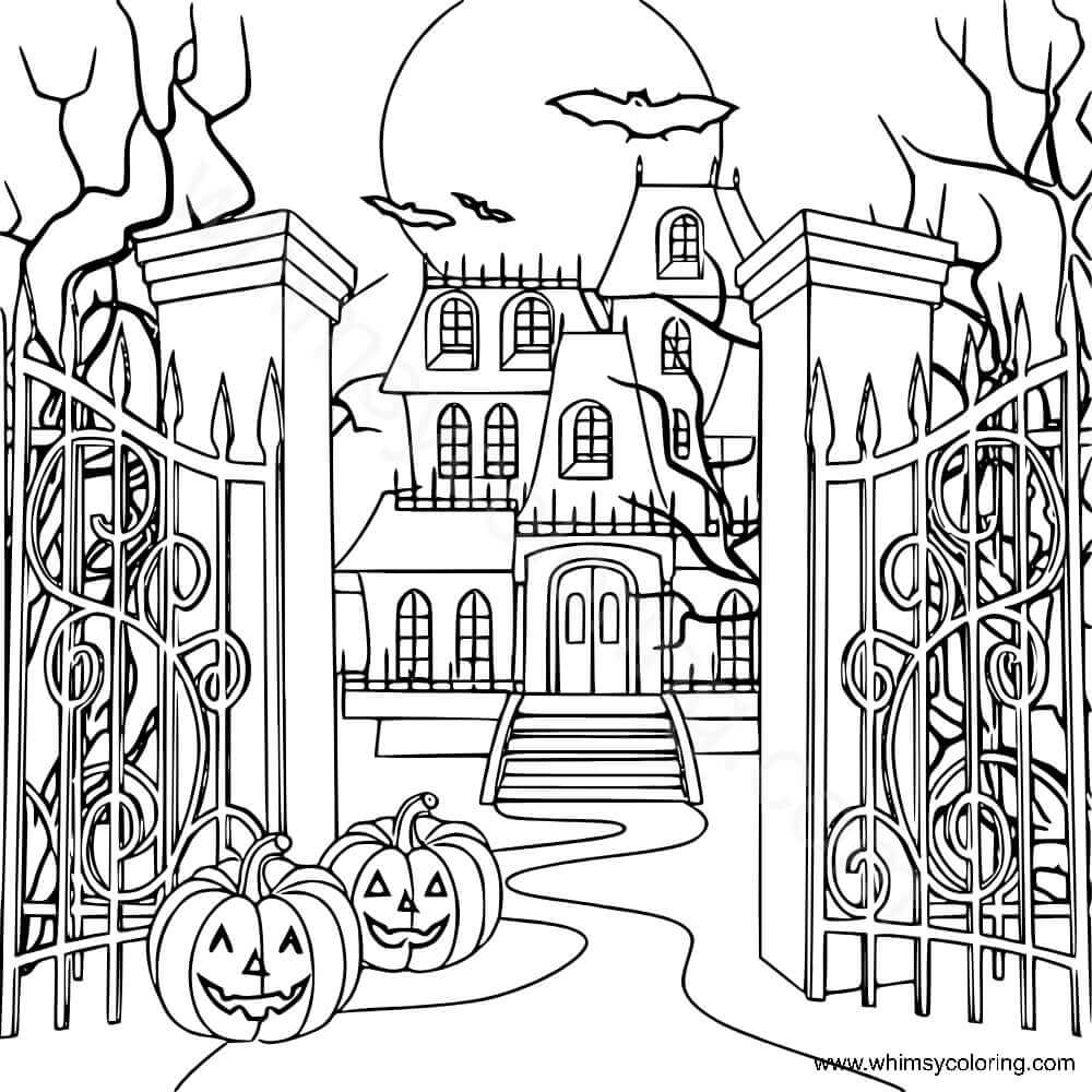 30 Free Haunted House Coloring Pages - Whimsy Coloring