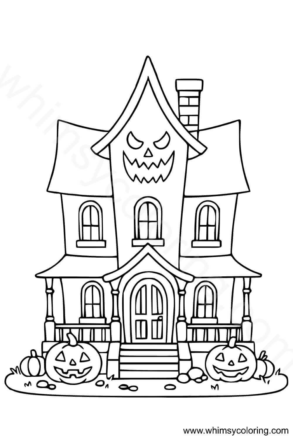 30 Free Haunted House Coloring Pages - Whimsy Coloring