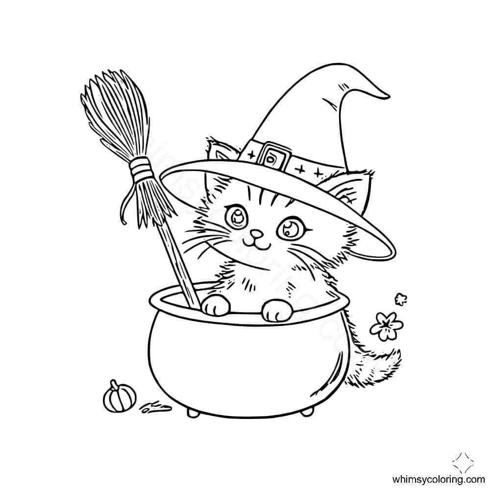 27 Halloween Cat Coloring Pages Printable - Whimsy Coloring