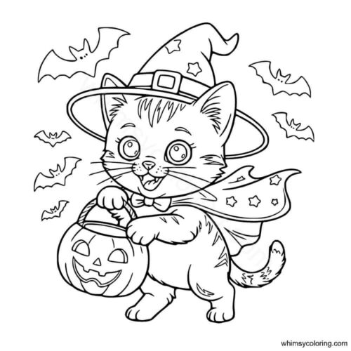 27 Halloween Cat Coloring Pages Printable - Whimsy Coloring