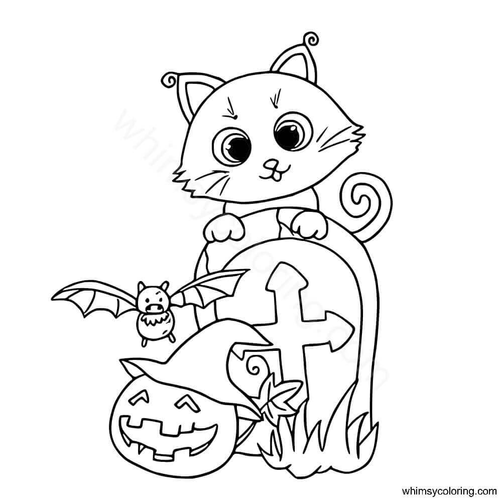 27 Halloween Cat Coloring Pages Printable - Whimsy Coloring