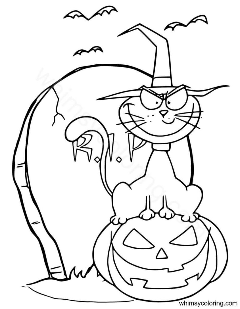 27 Halloween Cat Coloring Pages Printable - Whimsy Coloring