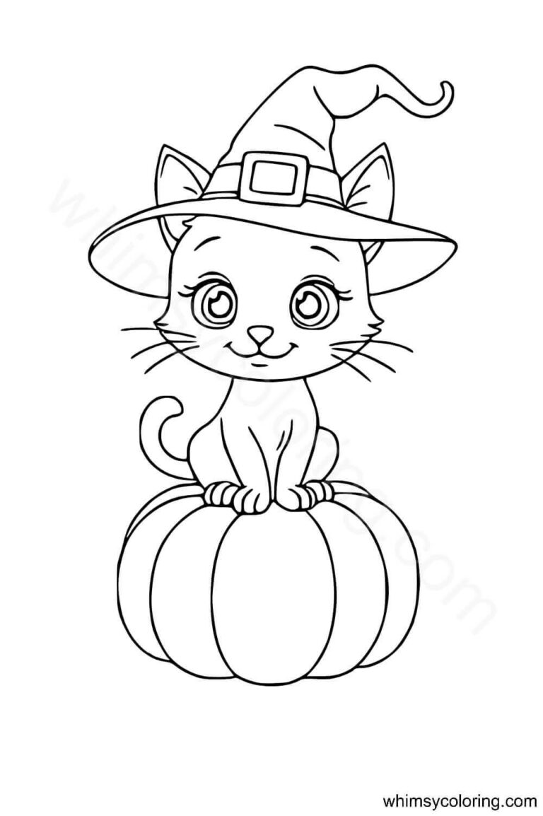 27 Halloween Cat Coloring Pages Printable - Whimsy Coloring
