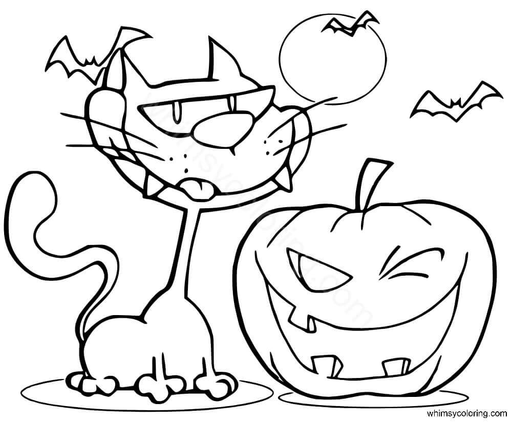 27 Halloween Cat Coloring Pages Printable - Whimsy Coloring