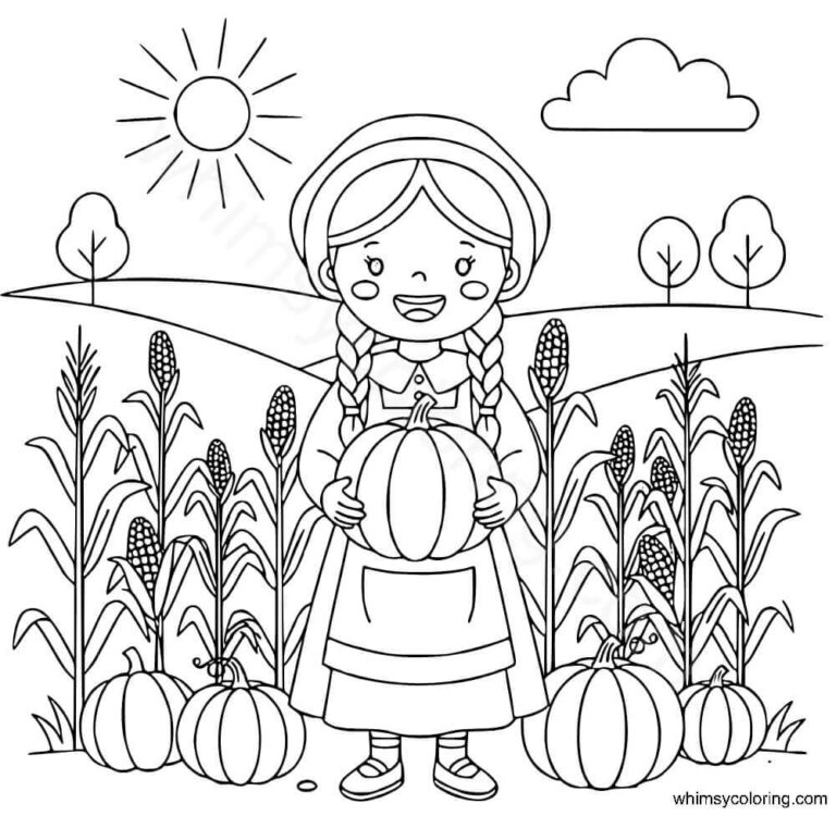 34 Thanksgiving Pilgrims Coloring Pages - Whimsy Coloring