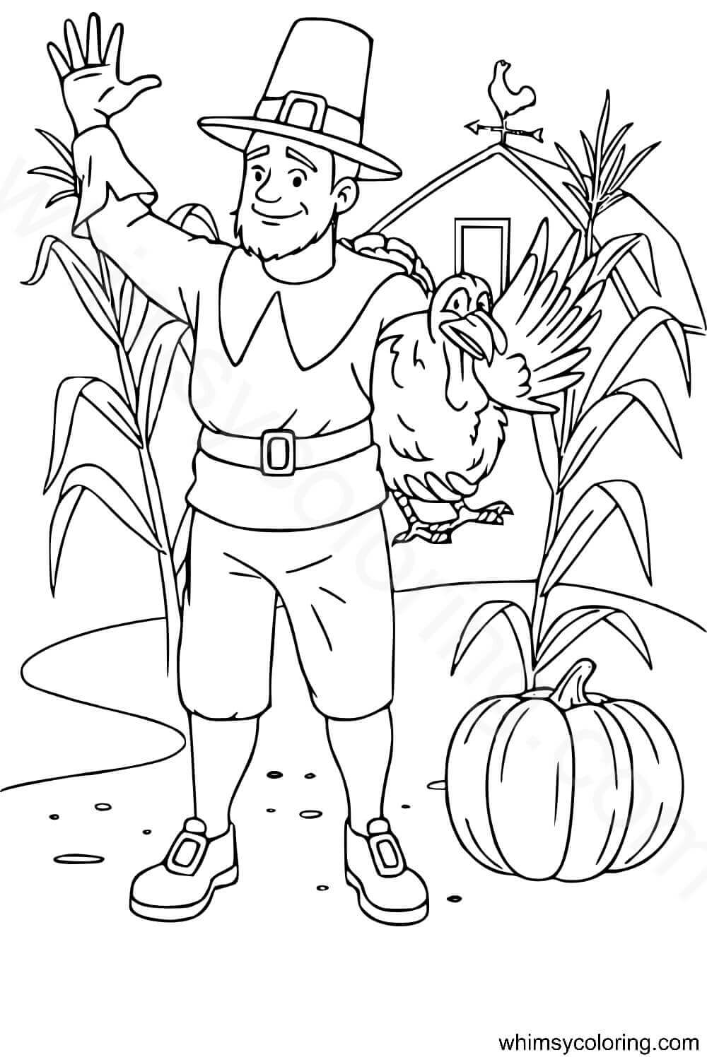 34 Thanksgiving Pilgrims Coloring Pages - Whimsy Coloring