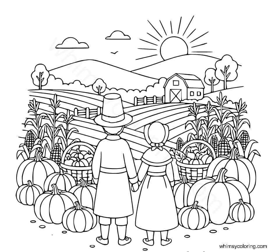 34 Thanksgiving Pilgrims Coloring Pages - Whimsy Coloring