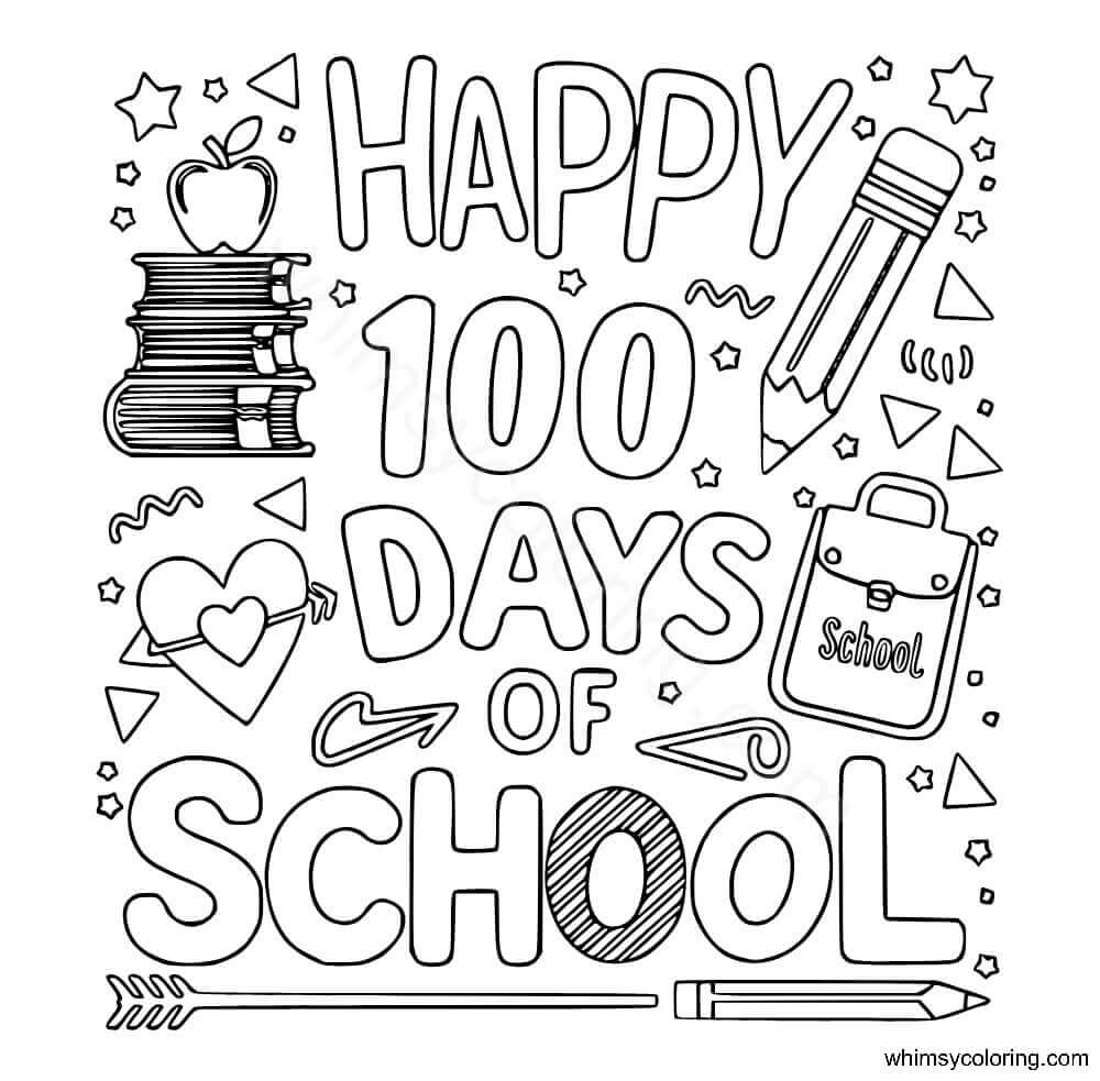 23 Free Printable 100 Days Of School Coloring Pages - Whimsy Coloring