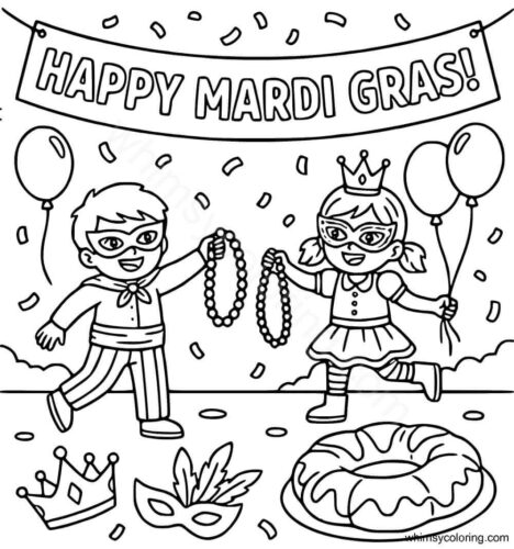 30 Mardi Gras Coloring Pages - Whimsy Coloring