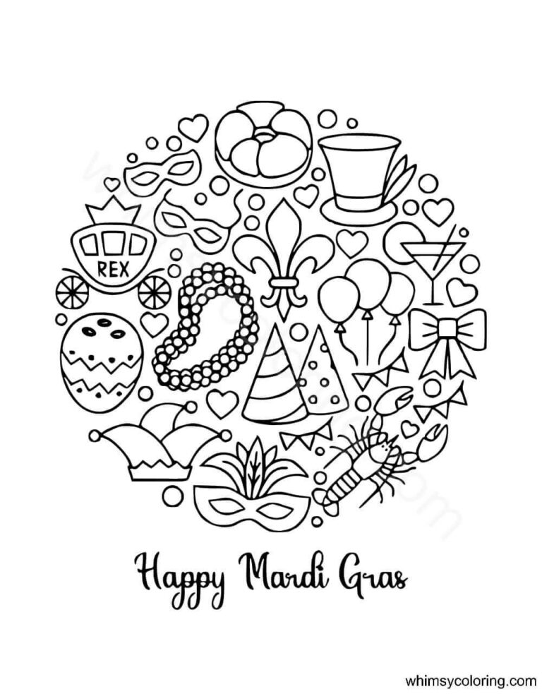 30 Mardi Gras Coloring Pages - Whimsy Coloring