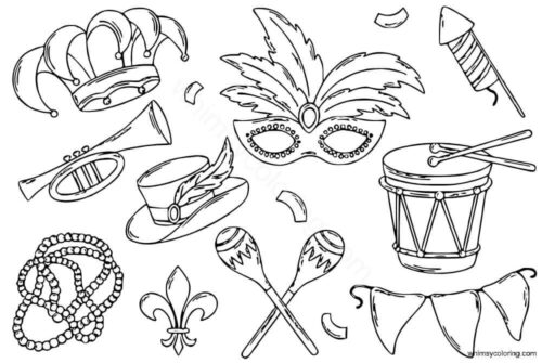 30 Mardi Gras Coloring Pages - Whimsy Coloring