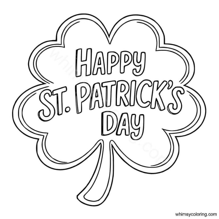 19 Four Leaf Clover Coloring Pages Printable - Whimsy Coloring